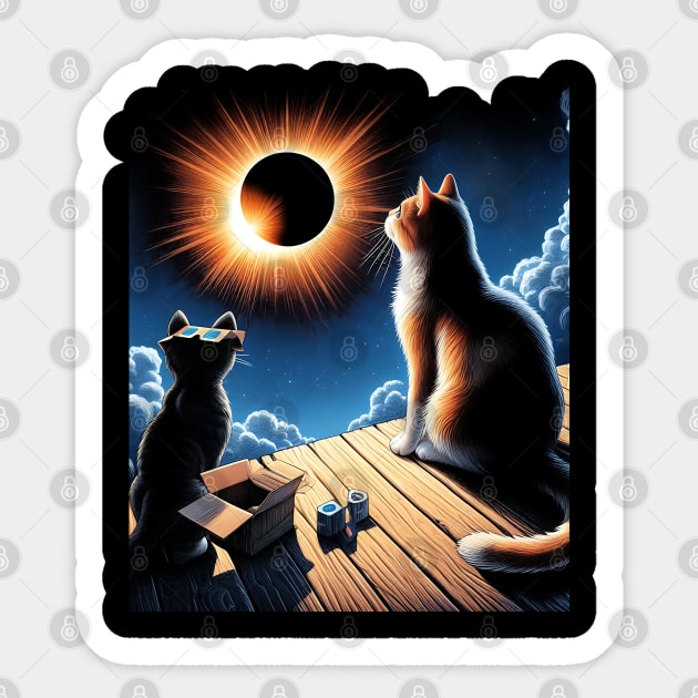 Eclipse Tabby Cat Watching Solar Eclipse, Cat Eclipse - Cat 2024 Solar Eclipse - Sticker | TeePublic